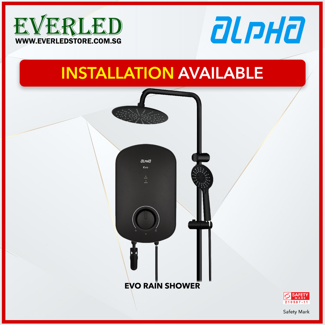 Alpha Instant Shower Heater (ALPHA EVO - RAIN SHOWER) – EVERLED