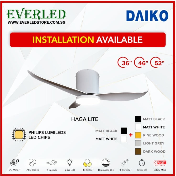 *FREE INSTALLATION* Daiko DC Shinji 36"/46"/52" with Tri-color LED (In ...