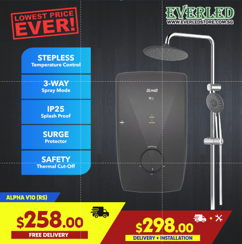 Alpha Instant Shower Heater (ALPHA V10 - HAND SHOWER/RAIN SHOWER) – EVERLED