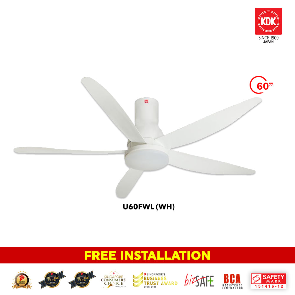 (Ready Stock) KDK DC Fan U60FW (5 Blades 60" inch with LED Light) – EVERLED